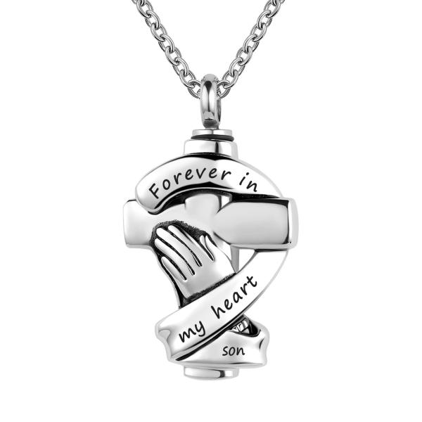 商品名: YSAHan 祈りの手 十字架 骨壺 ネックレス 遺灰 火葬 メモリアル ステンレススチール 記念品 ペンダント ジュエリー Forever in My Heart レディース メンズ YSAHan Cross Urn Neckl...