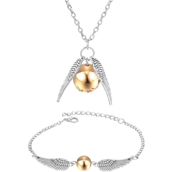 商品名「All Times」お気に入りの映画のネックレスとブレスレットのセット。Stranger Things Bracelets Harry Potter Golden Snitch Bangle Charms Themed 8"" Fr...