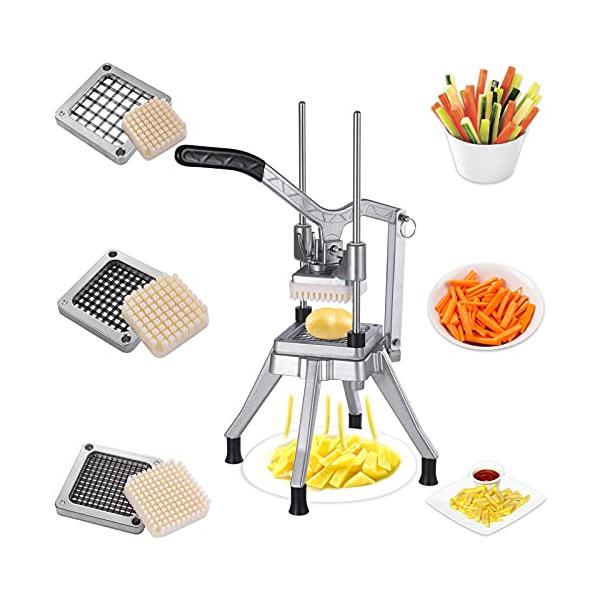 商品名: 業務用野菜チョッパー 交換用1/4インチ 3/8インチ 1/2インチブレード3個付き 野菜ダイサー オニオントマトスライサー プロフェッショナルポテトスライサー ステンレススチール 手動フライカッター ホームキッチン Commer...