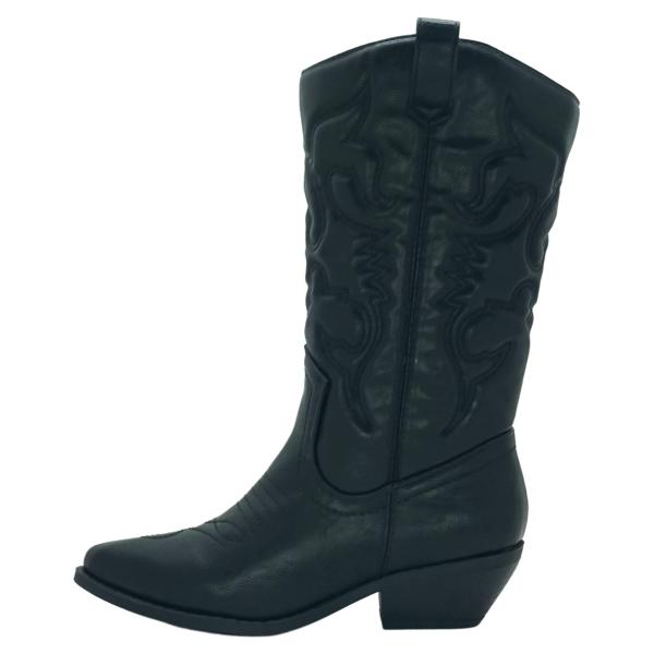 商品名:  Soda Reno Western Cowboy Pointed Toe Knee High Pull On Tabs Boots Black Pu Size (9)ブランド: Soda商品サイズ: 9高さ: 40.9956cm...