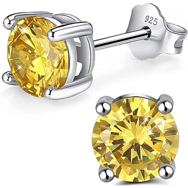 商品名1ペア 本物のスターリングシルバー 誕生石 スタッドイヤリング 4mm/0.25カラット 小さな人工ダイヤモンド 宝石 低刺激性 ニッケルフリー ジュエリー 誕生日 レディース ガールズ メンズ ギフト, スターリングシルバー, 人工...