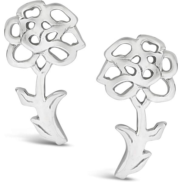 商品名Sterling Forever - 誕生花スタッドピアス - 14Kゴールドメッキ スターリングシルバー - ファッションステートメントイヤリング - ポストバッキング - ニッケルフリー, スターリングシルバーSterling F...