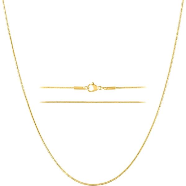 商品名KISPER 24Kゴールドオーバー ステンレススチール 0.9mm 薄手スネークチェーンネックレス 14~30インチKISPER 24k Gold Snake Chain Necklace   Thin, Dainty, Gold ...