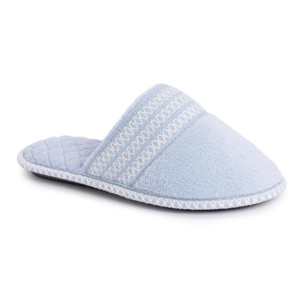 商品名: MUK LUKS レディース キャシーマイクロシェニール織スリッパ フリージアブルー US サイズ: L カラー: ブルー MUK LUKS Women's Cathy Micro Chenille Slipper, Freesi...