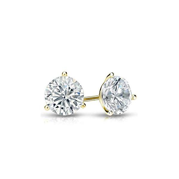 商品名:  VVS Gems VVS Certfied 18K White Gold/Yellow Gold/Rose Gold, 3 Prong Diamond Stud Earrings With Round Screw Backs -...