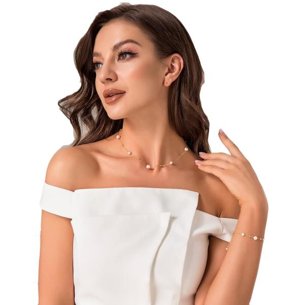 商品名Dainty Pearl Choker Necklaces for Women Shining Shell 14K Gold Filled Freshwater Pearls Necklace Adjustable Anniversa...