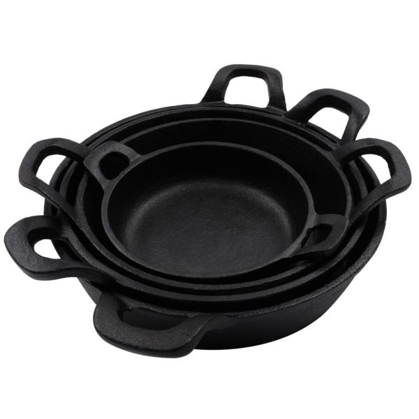 商品名: 鋳鉄製フライパン サービング4個セット Cast Iron Skillets Frying Pans Set of 4 (Pre-Seasoned) for Serving, Cooking and Baking 7.87” ? ...