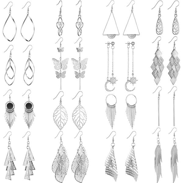 商品名Funtopia ダングルイヤリング レディース ガールズ 16ペア ステートメントイヤリング バタフライムーンイヤリングセット ボーホー ファッションジュエリー 誕生日パーティー ウェディングギフト シルバーカラー, 金属, 宝石な...