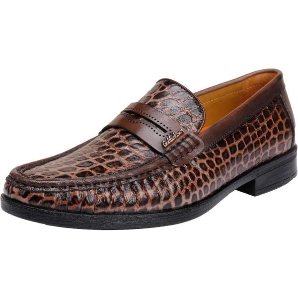商品名GOLDEN COXES FAMILY Men's Leather Penny Loafers Formal Dress Shoes Soft Slip-On Loafer for Men Khaki Brown, 7ブランド：GOL...