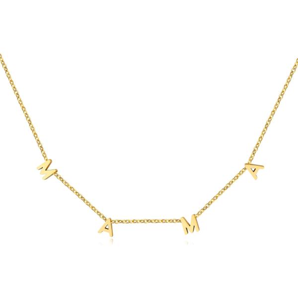 商品名Memgift Necklace for Women MAMA Letter Necklaces for Women Mother Grandma Necklace Perfect Personalized Dainty 18K Go...