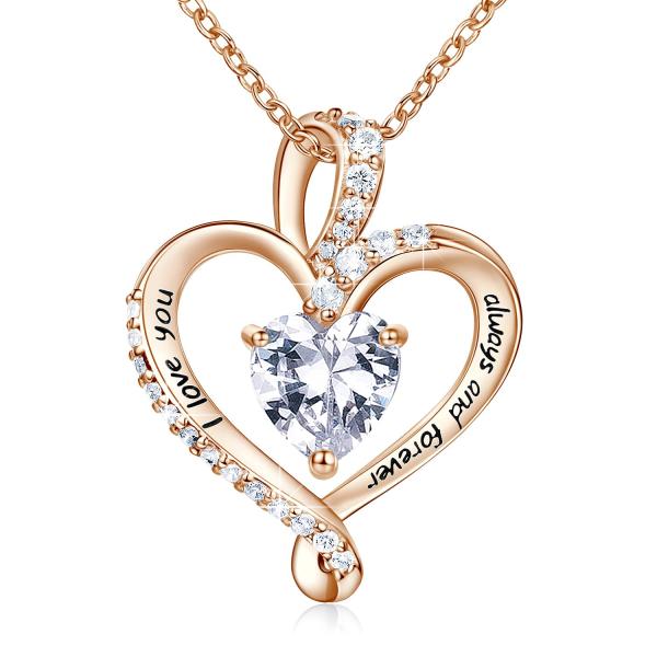商品名: DIVAS MODE ハートネックレス 誕生石ネックレス レディース ハートペンダント スターリングシルバー 5A キュービックジルコニア 刻印入り I Love You Always and Forever Birthday レ...