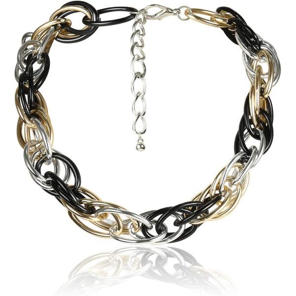 商品名Asphire パンク ツイスト ロープ チョーカー ネックレス ブラック シルバー ゴールド チャンキー リンク チェーン ステートメント ネックレス ボーホー ツイスト ネックレス ジュエリー ギフト レディース ティーン ガール...