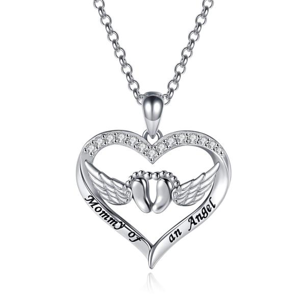 商品名: 流産ネックレス 妊娠喪失リング 925スターリングシルバー 幼児の喪失 天使の母親の喪失 メモリアルジュエリー 女性のお母さんへのお悔やみギフト (ネックレス流産), small, スターリングシルバー, キュービックジルコニア ...