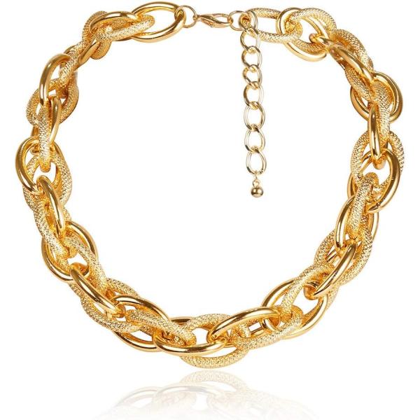 商品名Asphire パンク ツイスト ロープ チョーカー ネックレス ゴールド チャンキー カーブ リンク チェーン ステートメントネックレス ボーホー ツイスト ネックレス ジュエリー ギフト レディース ティーン ガールズAsphir...