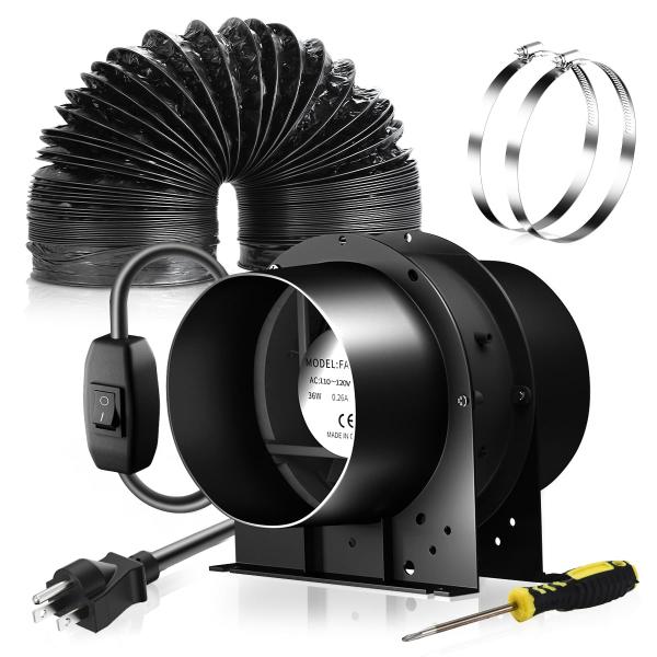 商品名:  FanGoFast 197CFM 6-Inch Axial Exhaust Duct Fan w/On-Off Switch, Duct Fan Compatible, 6" x 6.5ft Duct Hose for Grow...