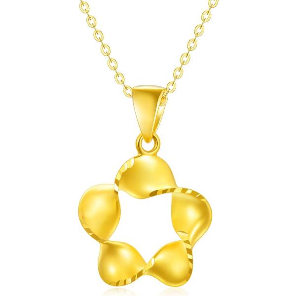 商品名18K イエローゴールド ツイストフラワーネックレス レディース リアルゴールド レディース ツイストフラワーペンダント ジュエリー シンプル ミニマリスト ジュエリー 母の日 妻18K Yellow Gold Flower Neck...