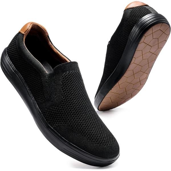 商品名konhill Men's Slip on Sneaker - Knit Walking Loafers Memory Foam Driving Work Skate Shoes Arch Support Slip Resistant...