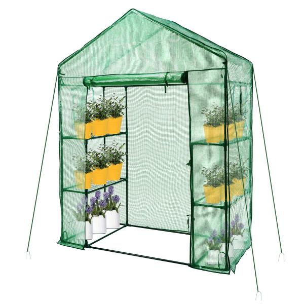 商品名: WILDGREEN Greenhouse, Outdoor, Walk-in, 3 Tiers, 4 Shelves, Roll-up Zipper Door, Windows, Clear PVC, Steel Frame WI...