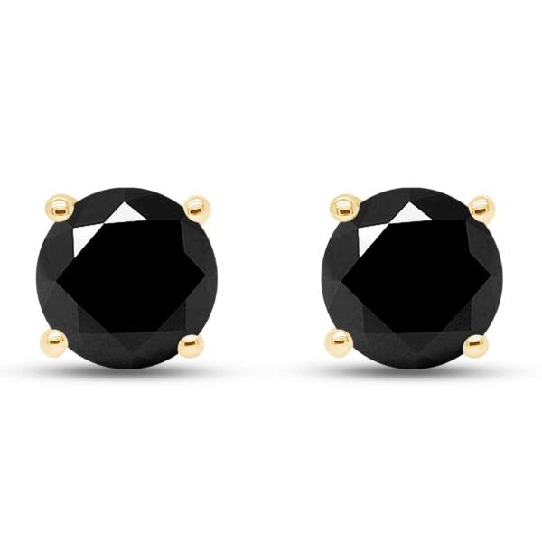 商品名:  SAVEARTH DIAMONDS 10K Yellow Gold Post 2CTTW 6.5MM Black Moissanite Lab Created Diamond Simulated Diamond Solitair...