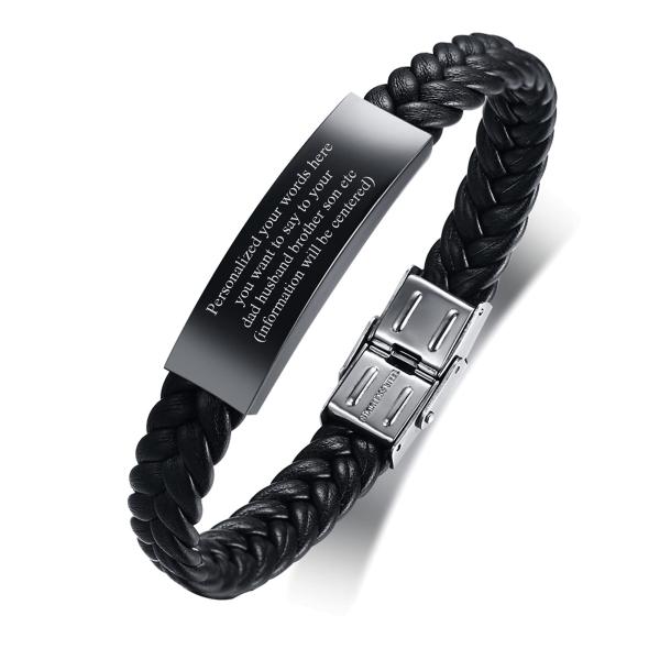 商品名:  MEALGUET Customized To My Brother Gift Bracelet Inspirational Message Engraved Stainless Steel With Braided Leathe...
