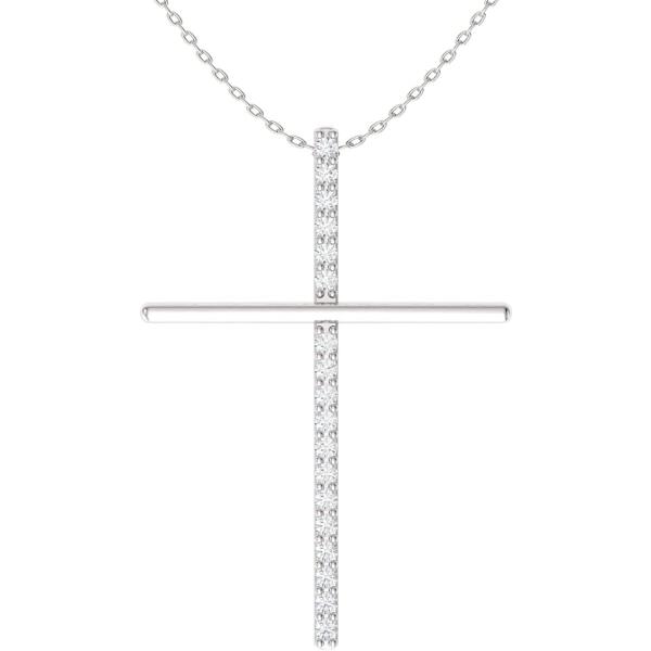 商品名Diamondere 天然認定ダイヤモンドクロス プチネックレス 14Kホワイトゴールド 0.18カラットペンダント チェーン付き, 金属, ダイヤモンド,Diamondere Natural and Certified Diamon...