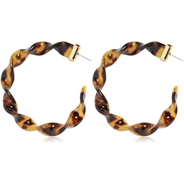商品名Asphire アクリル レオパード フープイヤリング 軽量 ツイスト ラウンド イヤリング ファッション べっ甲 ループ イヤリング 樹脂 幾何学 ステートメント イヤリング ジュエリー レディース ガールズAsphire Acry...