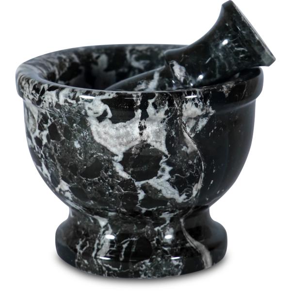 商品名:  TheWolfard Handmade Luxury Black and Gold Marble Mortar Pestle Set Large, Rustic Herb Crusher and Stone Grinder, B...