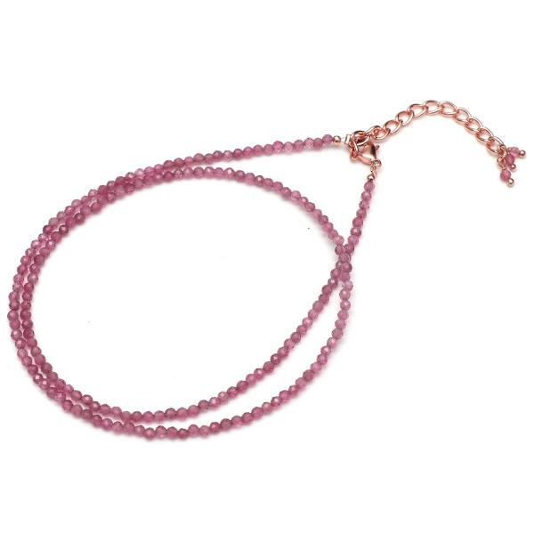 商品名Gempires Pink Tourmaline Beads Necklace for Women, Choker Style, Faceted Beads 2.4-2.5 mm, October Birthstone, 18 inc...