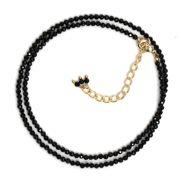 商品名Gempires Black Spinel Beaded Choker Necklace for Women, Black Faceted Beads 2.4-2.5 mm, Black Spinel Necklace, Black ...