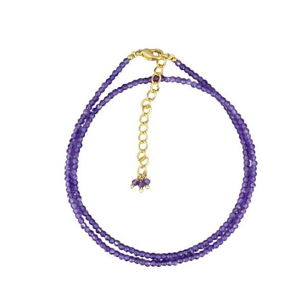 商品名Gempires Amethyst Beaded Choker Necklace, Amethyst Faceted Beads 2.4-2.5 mm, Amethsyt Beads Necklace for Women, Febru...