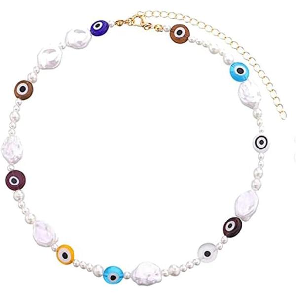 商品名NC イレギュラーパールビーズネックレス パールチョーカーネックレス レインボーポリマー クレイビーズ キュート クリエイティブ ハンドメイド ネックレス イーブルアイ ハンドメイド キュートチョーカーネックレス レディース ガールズ...