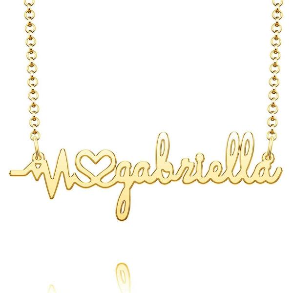 商品名Q&amp;Locket Custom Name Necklace 925 Sterling Silver Personalized Script Initial Nameplate Pendant Necklaces Gifts f...