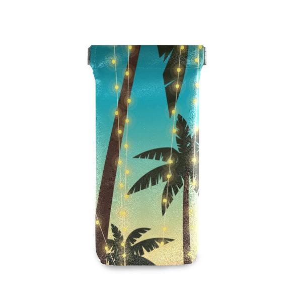 商品名:  HUSSRITY Eyeglasses Case Palm Trees Beach Sunglasses Pouch Soft PU Leather Squeeze Top Eyeglass Holder Portable Gl...