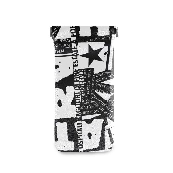商品名:  HUSSRITY Eyeglasses Case Abstract Cool Tags Sunglasses Pouch Soft PU Leather Squeeze Top Eyeglass Holder Portable ...