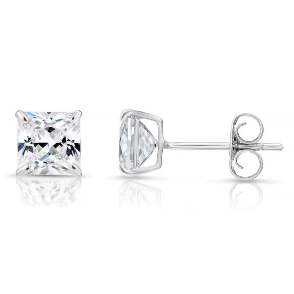 商品名: 14K ホワイトゴールド プリンセスカット スクエア キュービックジルコニア CZ スタッドピアス ゴールドバタフライプッシュバック, 5mm, キュービックジルコニア ホワイトゴールド, キュービックジルコニア 14k Whit...