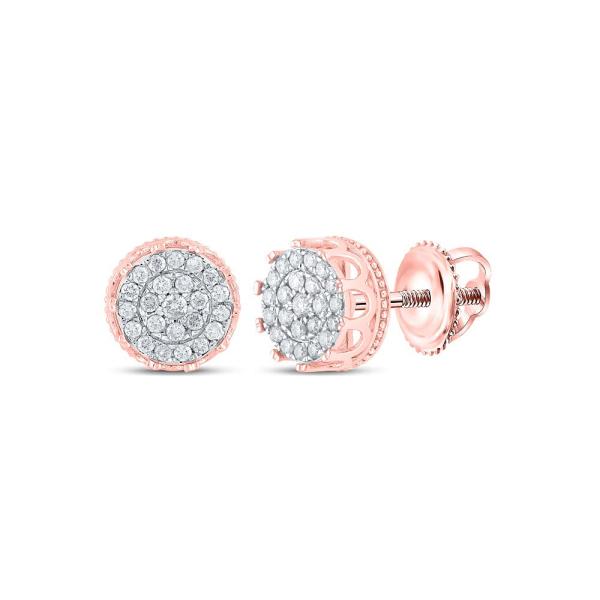 商品名:  10kt Rose Gold Mens Round Diamond Cluster Earrings 1/2 Cttwブランド: The Diamond Deal商品番号: TDD802425素材: Rose Gold海外の輸入...