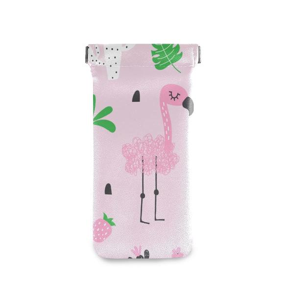 商品名:  HUSSRITY Eyeglasses Case Flamingo Cacti Palm Trees Sunglasses Pouch Soft PU Leather Squeeze Top Eyeglass Holder Po...