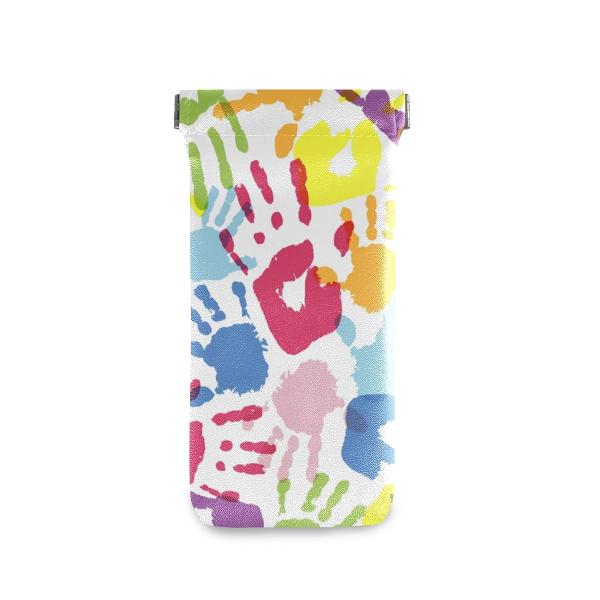 商品名:  HUSSRITY Eyeglasses Case Colored Handprints Sunglasses Pouch Soft PU Leather Squeeze Top Eyeglass Holder Portable ...