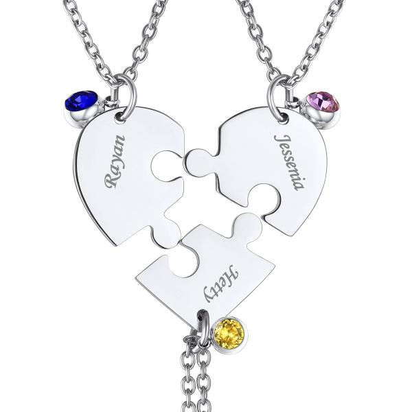商品名: FindChic 名前入りマッチング BFF ネックレス 2/3/4/5/6 パズル 名前 ハート ペンダント ステンレススチール カップルネックレスセット ティーンの女の子向けカスタマイズネックレス, クリスタル, FindCh...
