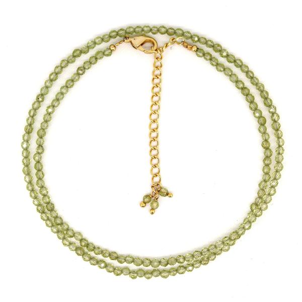 商品名Gempires Peridot Beaded Choker Necklace, Faceted Green Beads 2.4-2.5 mm, August Birthstone Jewelry for Women, 18 inch...