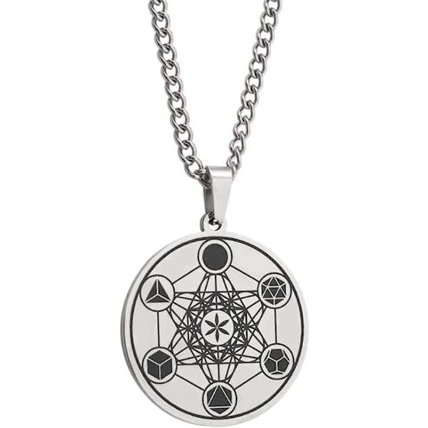 商品名ZKXXJ Personalized Metatron's Cube Necklace,Men Women's Stainless Steel Custom Sacred Geometry Pendant Seal of The Me...