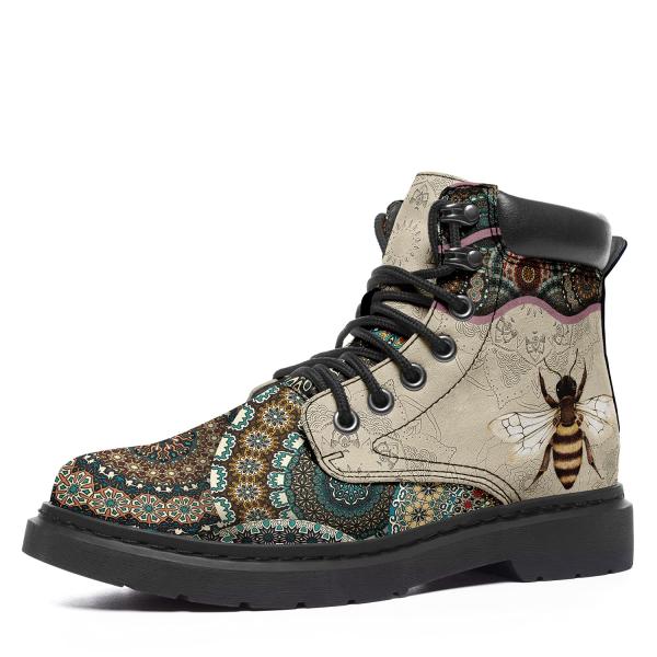 商品名:  coolcustomize Flower Mandala Animal Print Boots for Women Leather Boots Fashion Winter Boots for Girl Lady (Bees, ...