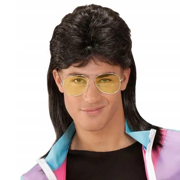 商品名:  YES DADDY Men Wigs 80s Mullet Wig Black Curly Male Wig Halloween Costumes Punk Rocker Wig Longブランド: YES DADDY高さ: 2...