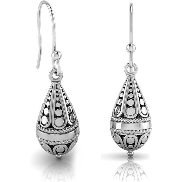 商品名TURQ N TAUPE 925スターリングシルバー イヤリング レディース 低刺激性 シルバー ドロップイヤリング ボーホー トライバル フィリグリー ダングルイヤリング 毎日着用ジュエリー レディースとガールズ, 9.10 X 2...