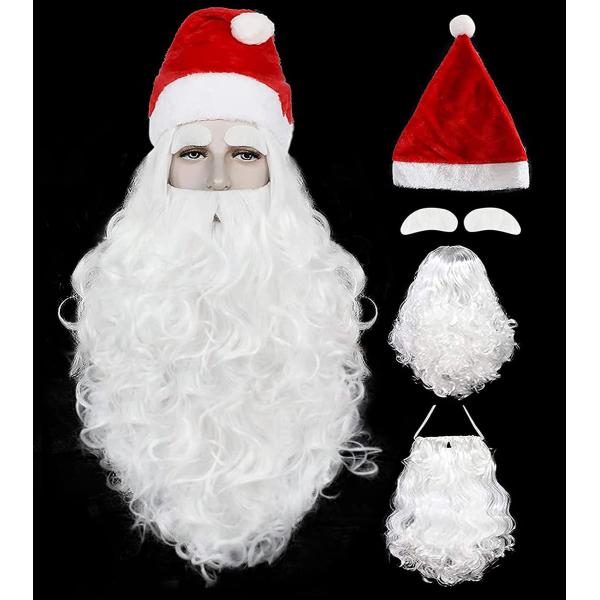商品名:  Anogol Wig Cap+ Santa Claus Wig with Beard( 2 Eyebrows + 1 Christmas Hat ) Santa Wig Cosplay Santa Claus Beard and...