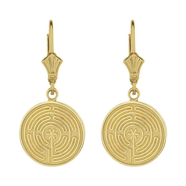 商品名:  SOLID YELLOW GOLD CHARTRES LABYRINTH DAINTY DISC EARRING SET - Gold Purity:: 10Kブランド: TYS TREAT YOURSELF TYS JEWEL...
