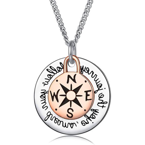 商品名TRENSYGO コンパスネックレス 女性用 インスピレーショナルな航海 夢 You Are My Compass I'd Be Lost Without You ペンダントネックレス 母の日の卒業ジュエリーギフト, ステンレス鋼, ...