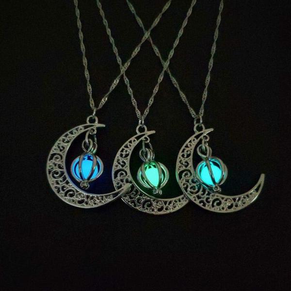 商品名3Pcs Neo Gothic Glowing In The Dark Moon Pendant Necklace Women Pumpkin Lantern Charm Luminous Necklaces for Hallowee...