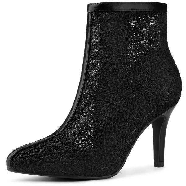 商品名:  Allegra K Women's Lace Mesh Floral Embroidered Stiletto Heels Ankle Boots 7 Blackブランド: Allegra K商品サイズ: 7高さ: 29.387...