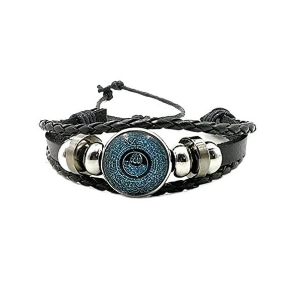 商品名:  Turkish Design Men's Leather Bracelet Muslim Gift for eid ALLA Word Islamic Accessory (Blue)ブランド: ALBASHAN商品番号: 色:...